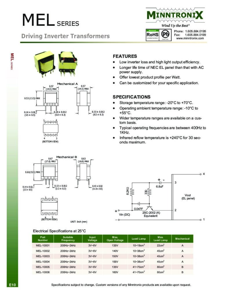 MEL – Minntronix – Transformers, Inductors, Coils