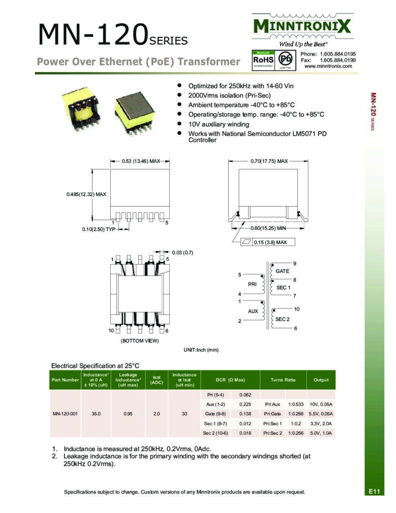 MN-120 – Minntronix – Transformers, Inductors, Coils