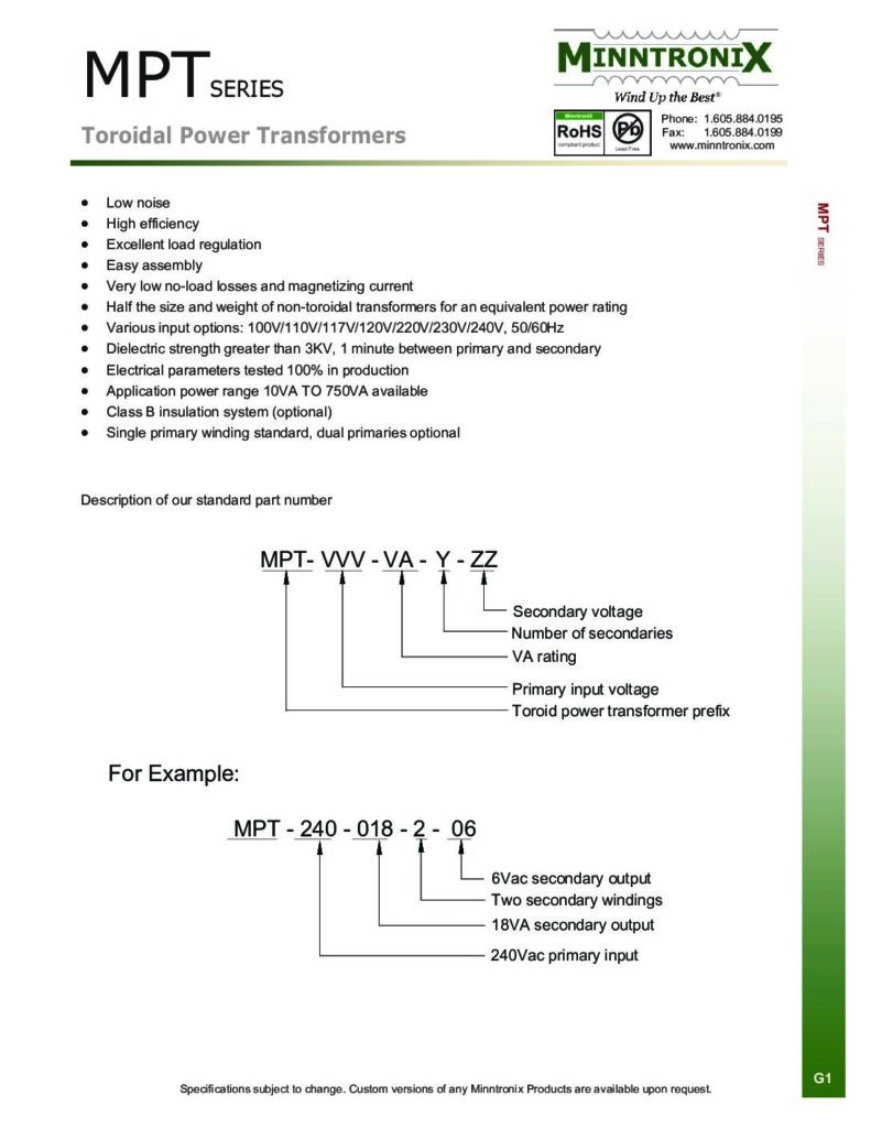 MPT_Toroidal_Power_Transformers – Minntronix – Transformers, Inductors ...