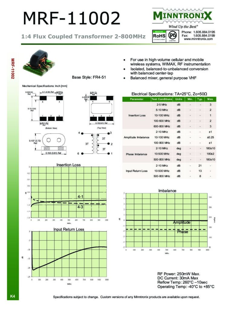 MRF-11002 – Minntronix – Transformers, Inductors, Coils