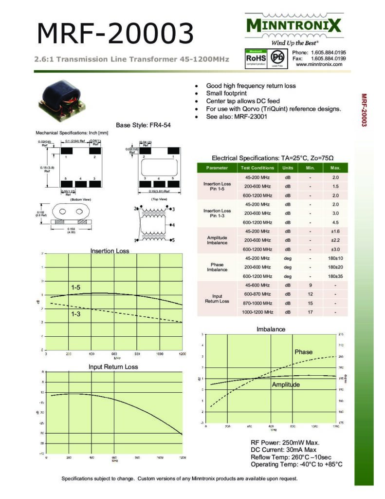 MRF-20003 – Minntronix – Transformers, Inductors, Coils