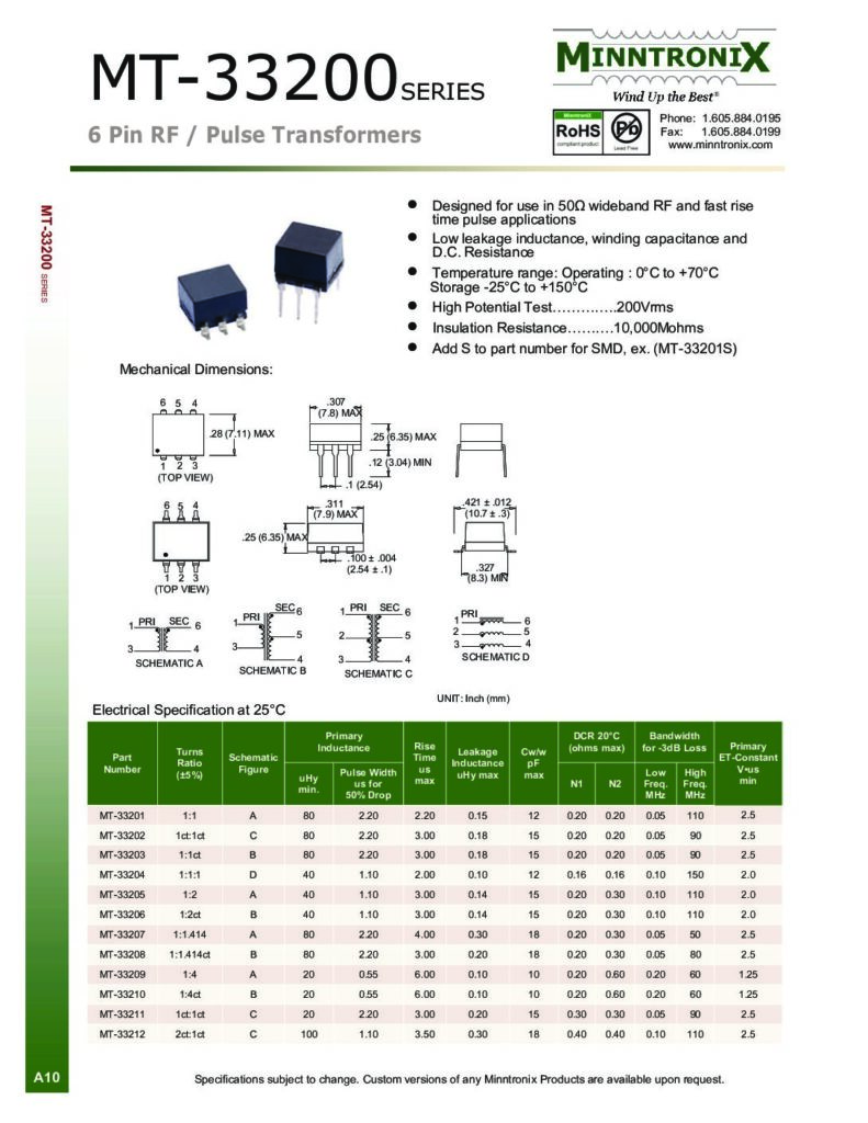 MT-33200 – Minntronix – Transformers, Inductors, Coils