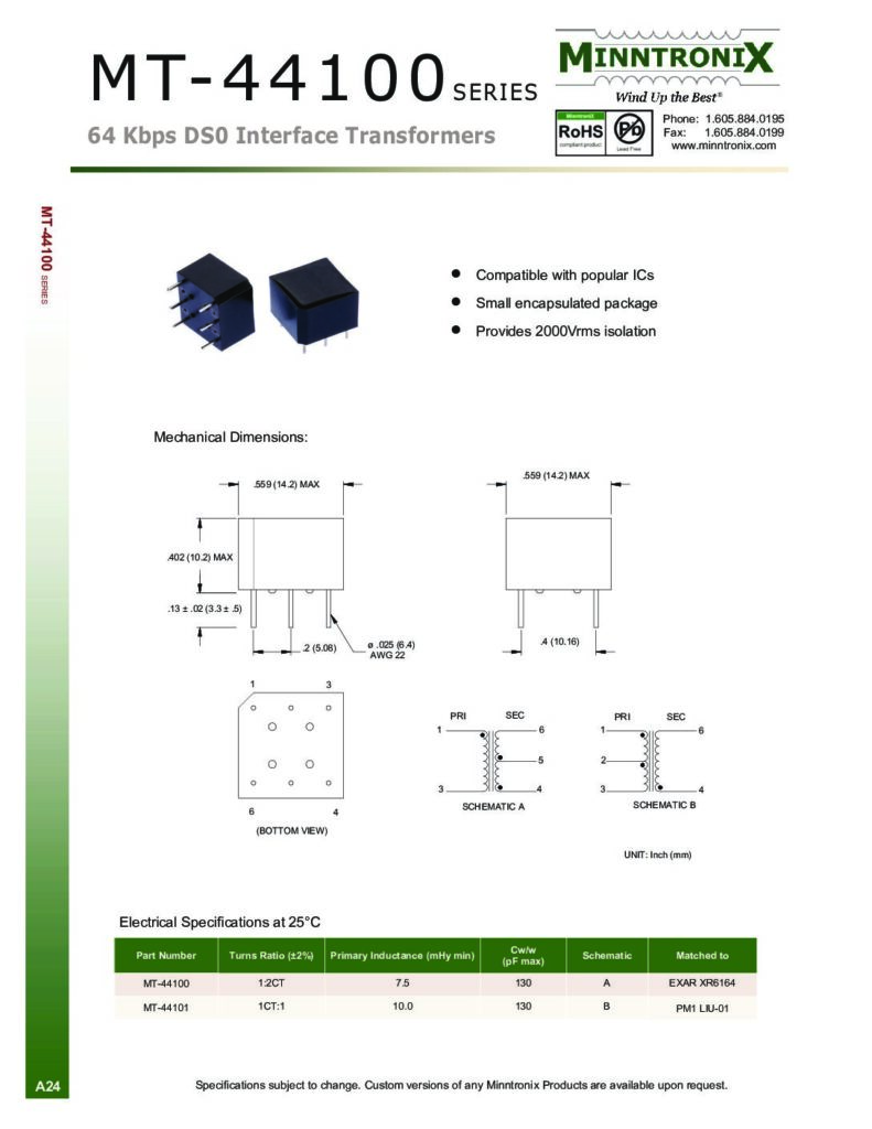 MT-44100 – Minntronix – Transformers, Inductors, Coils