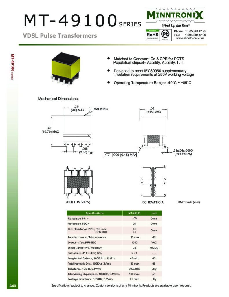 MT-49100 – Minntronix – Transformers, Inductors, Coils