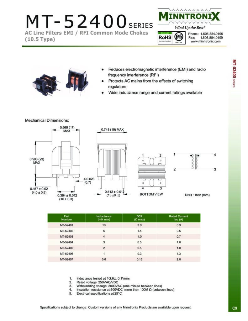 MT-52400 – Minntronix – Transformers, Inductors, Coils