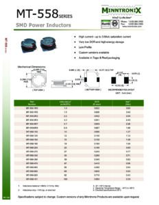 MT-558 – Minntronix – Transformers, Inductors, Coils