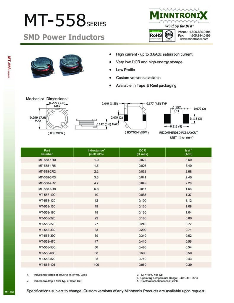 MT-558 – Minntronix – Transformers, Inductors, Coils