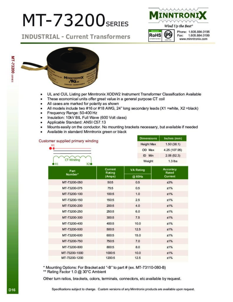 MT-73200 – Minntronix – Transformers, Inductors, Coils